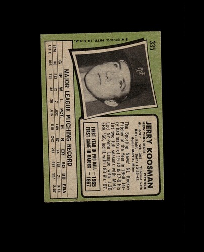 1971 Topps 335 Jerry Koosman EX-MT #D1,413185 | eBay