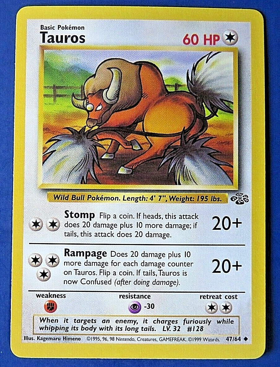 1999 POKEMON TAUROS CARD 47/64 JUNGLE SET ~ NM/MT | eBay