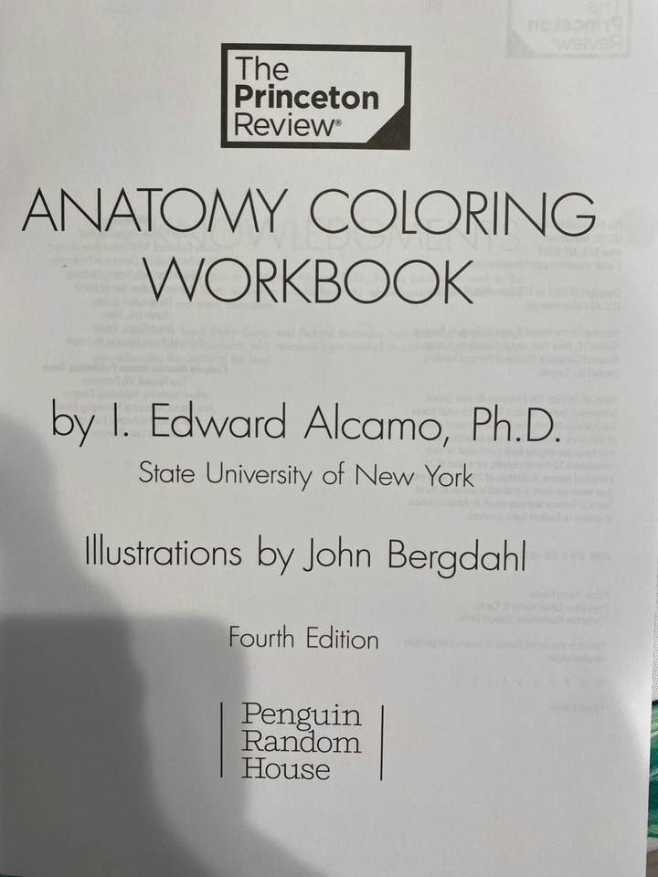 Princeton Review: Human anatomy coloring book. 4th Ed. By E. Alcamo | eBay