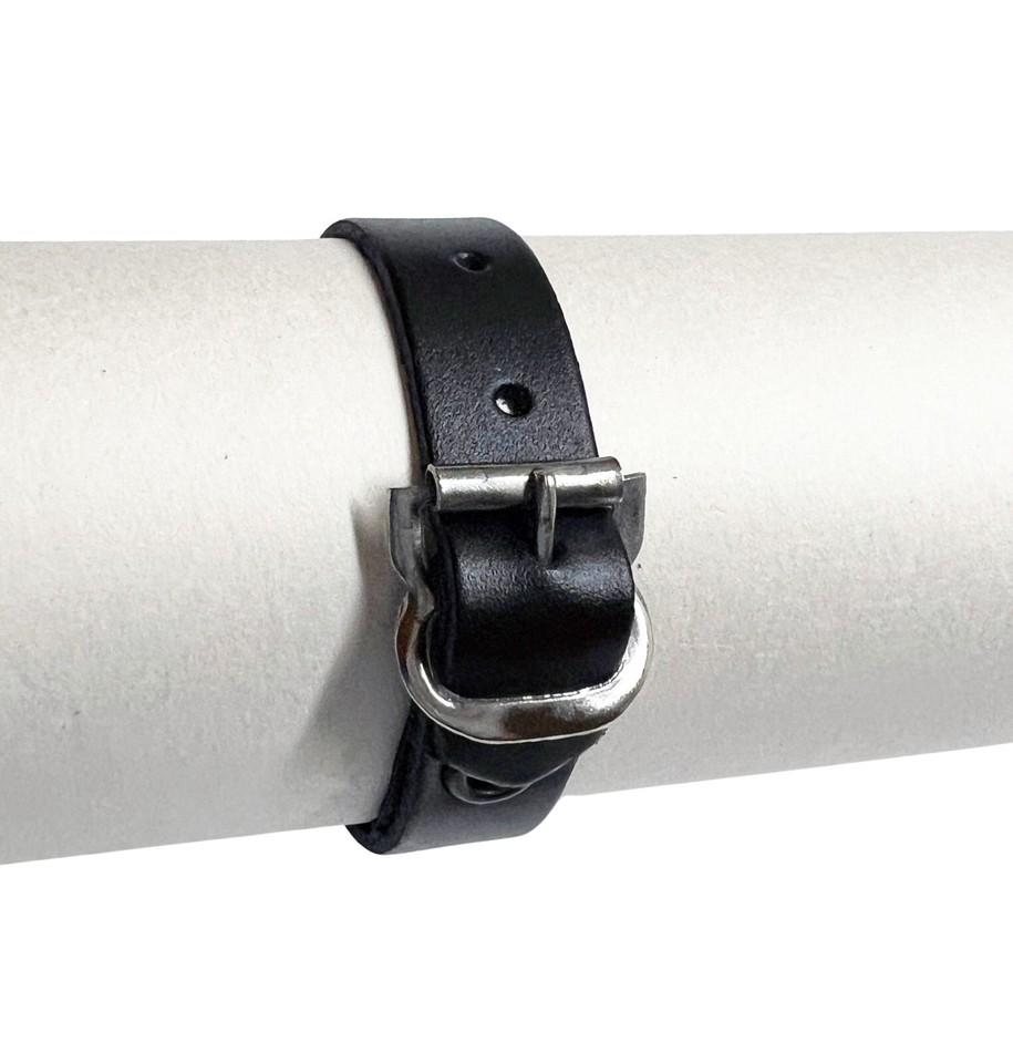 20 Black Leather Luggage Travel Tag Loop Strap ID Tags Silver Buckle 7 ...