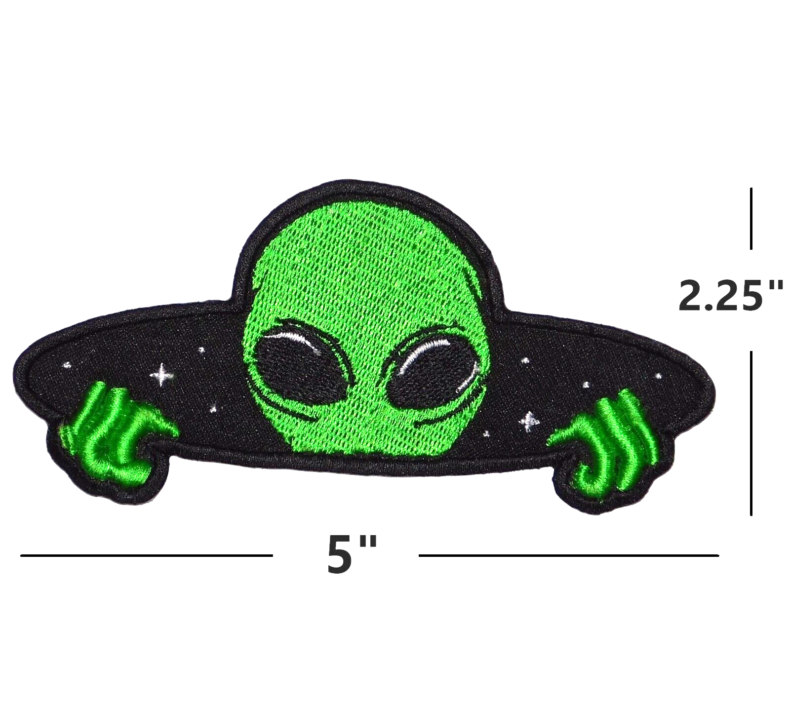 3D GREEN SPACE ALIEN HEAD PATCH iron on embroidered EXTRATERRESTRIAL ...