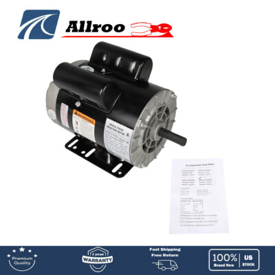 Electric Motor 3 HP 3450 RPM SPL Compressor Duty 56HZ Frame 1 Phase 115 ...