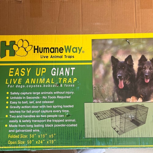 Humane Way Folding 50 Inch Live Humane Animal Trap - Safe Traps OPEN ...