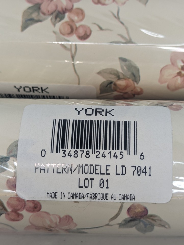 Vintage York Wallpaper LD 7041 3 Double Rolls Beautiful Pink Floral | eBay