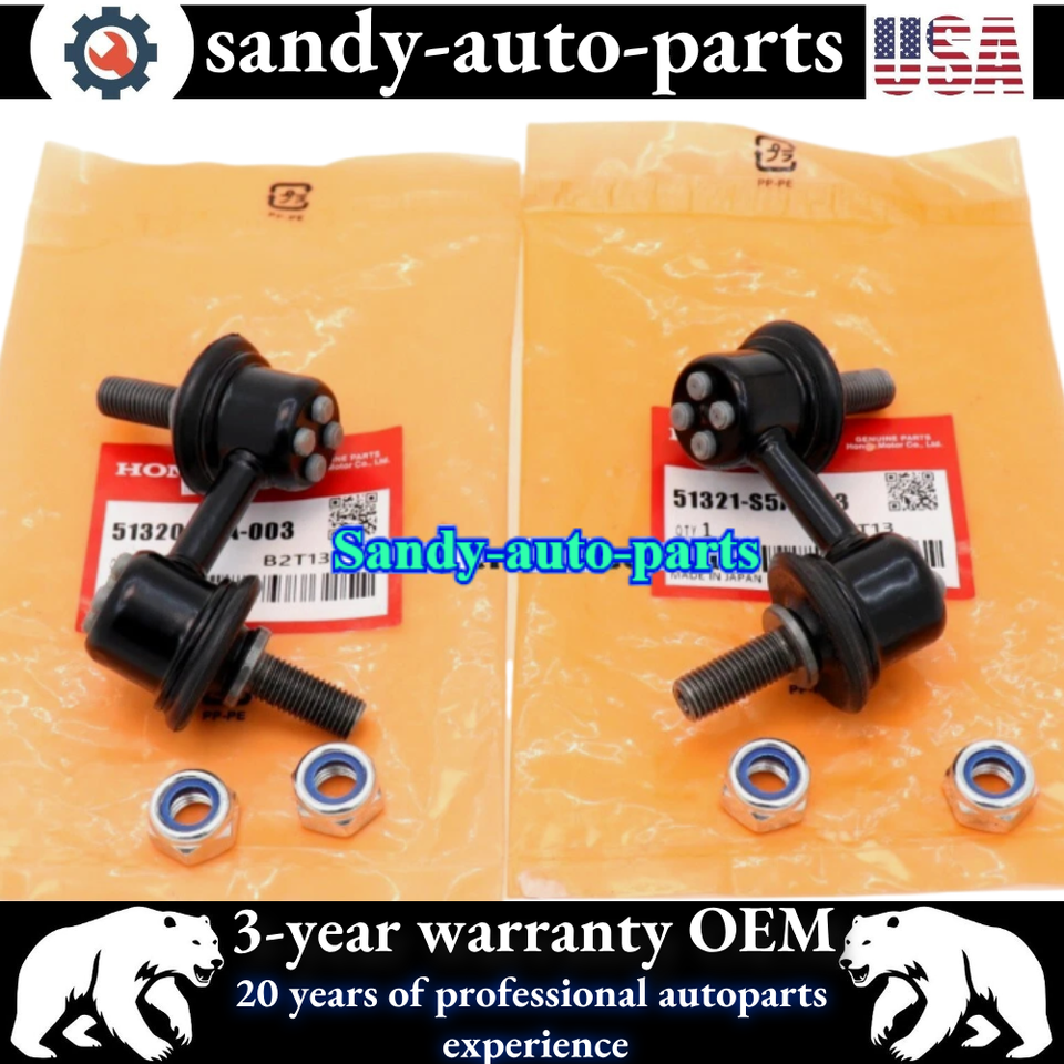 OEM 2X Front Sway Bar End Link Kit With Nuts Links For Honda Civic CR-V ...