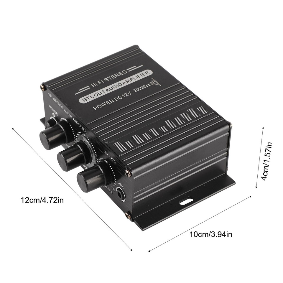 ☚Stereo Amplifier 12V Portable Clear Sound Quality Mini Amplifier For ...