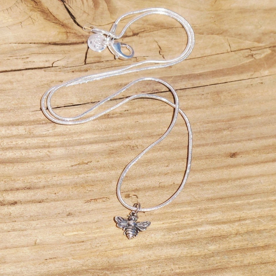 Large Bee Pendant Necklace Sterling Silver Worker Bee Bumble Manchester ...