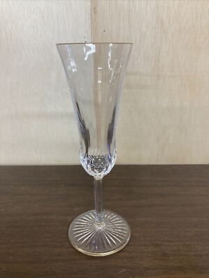 Saint Louis Apollo Gold Crystal Champagne Flute 7-3/8" France Multiple ...