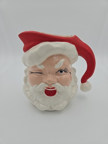 Vintage Santa Claus Pitcher Winking Hand Painted & Intials - 7" Read ...