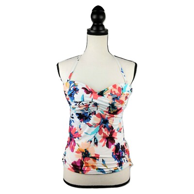 Bar III Tankini Swim Top Women's S Colorful Fantastic Floral Tie Back ...