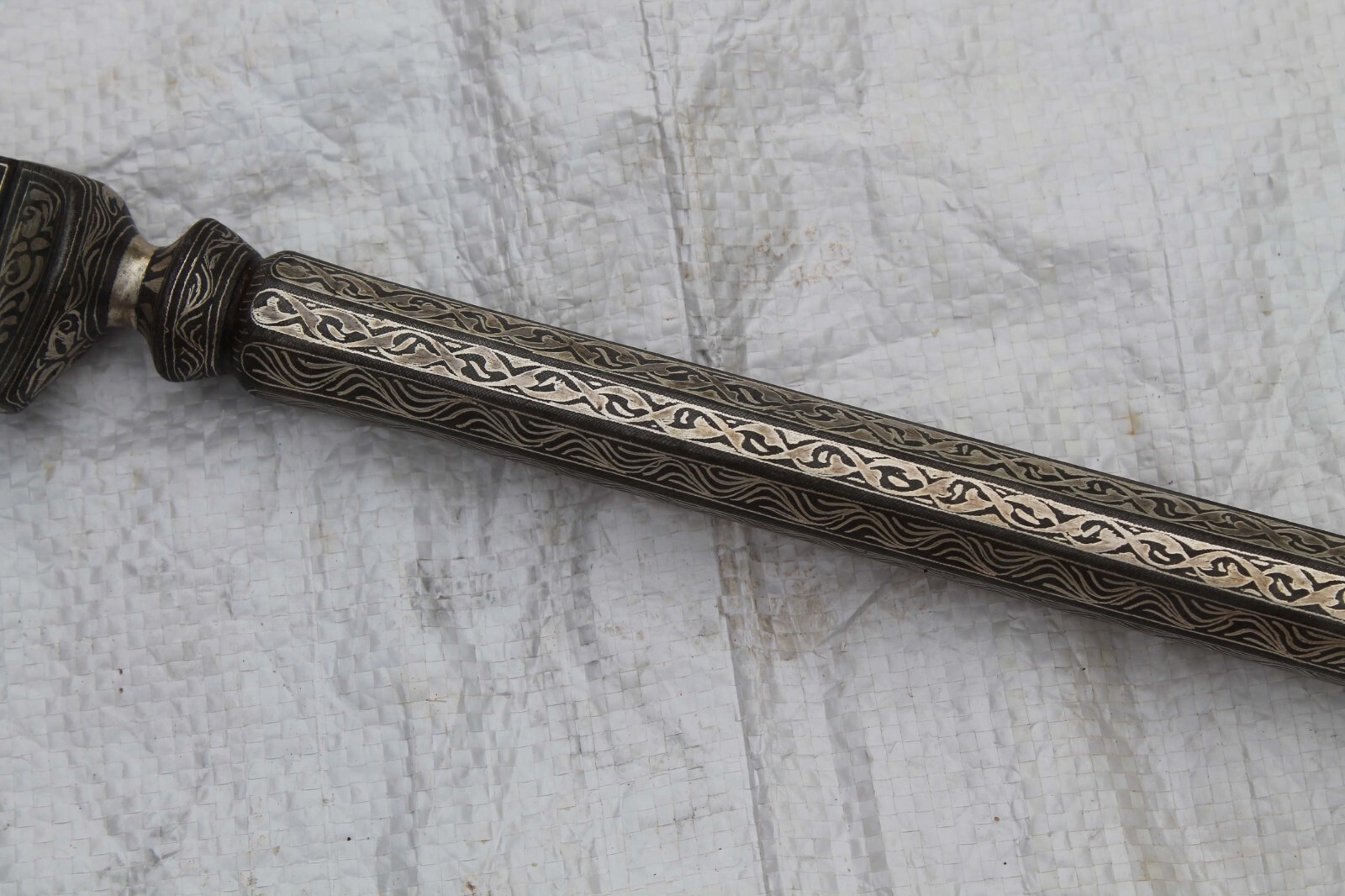 rare vintage mughal indo-Persian rajput Martha Sikh silver inlaid bhuj ...