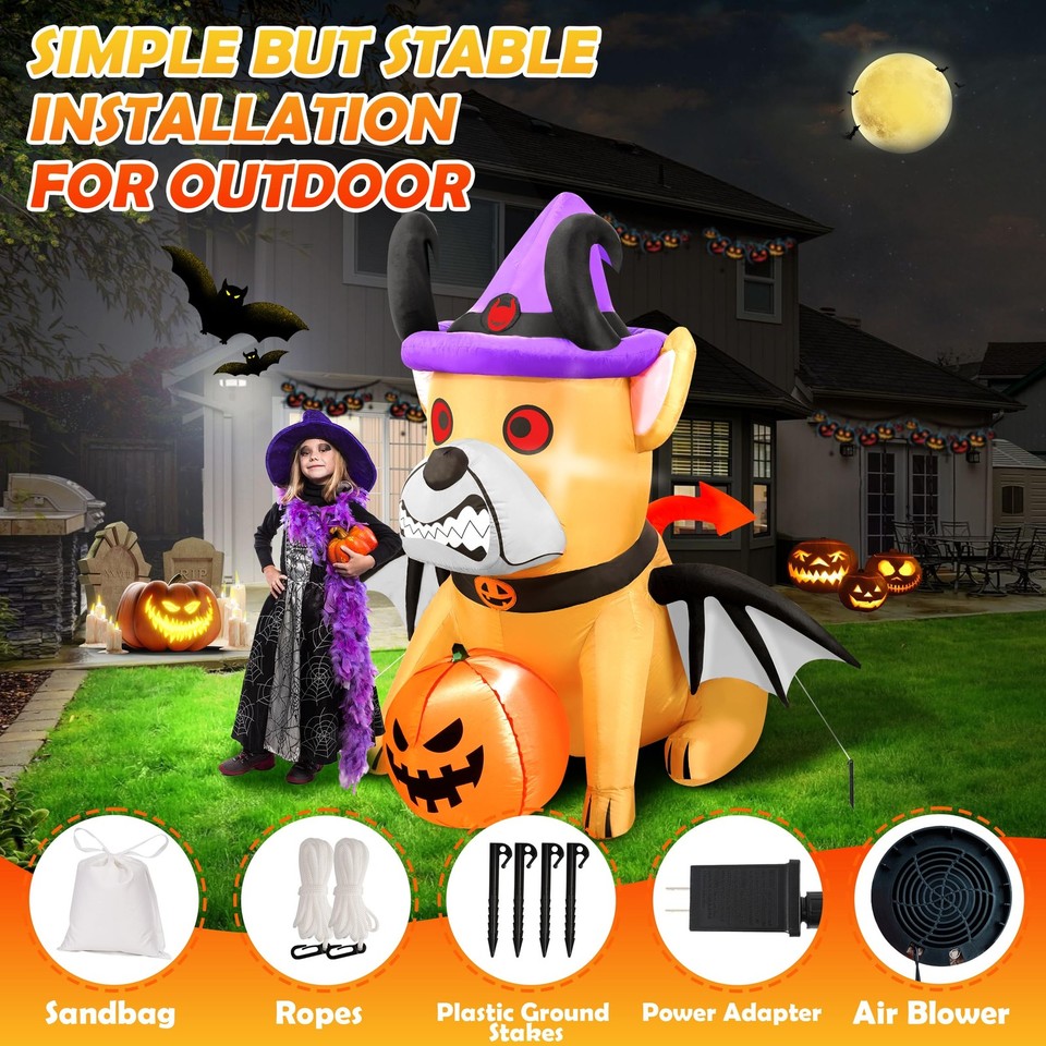 Halloween Decorations Outdoor Witch 5ft Inflatables Devil Puppy Build ...