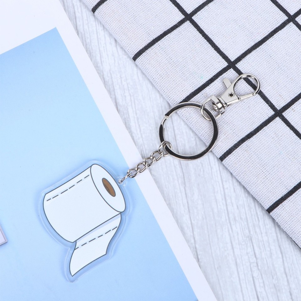 Roll Paper Shaped Key Chain Acrylic Key Ring Transparent Bag Hanging ...