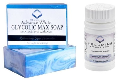 Relumins Advanced White Glycolic Max Soap + Relumins Glutathione Max ...