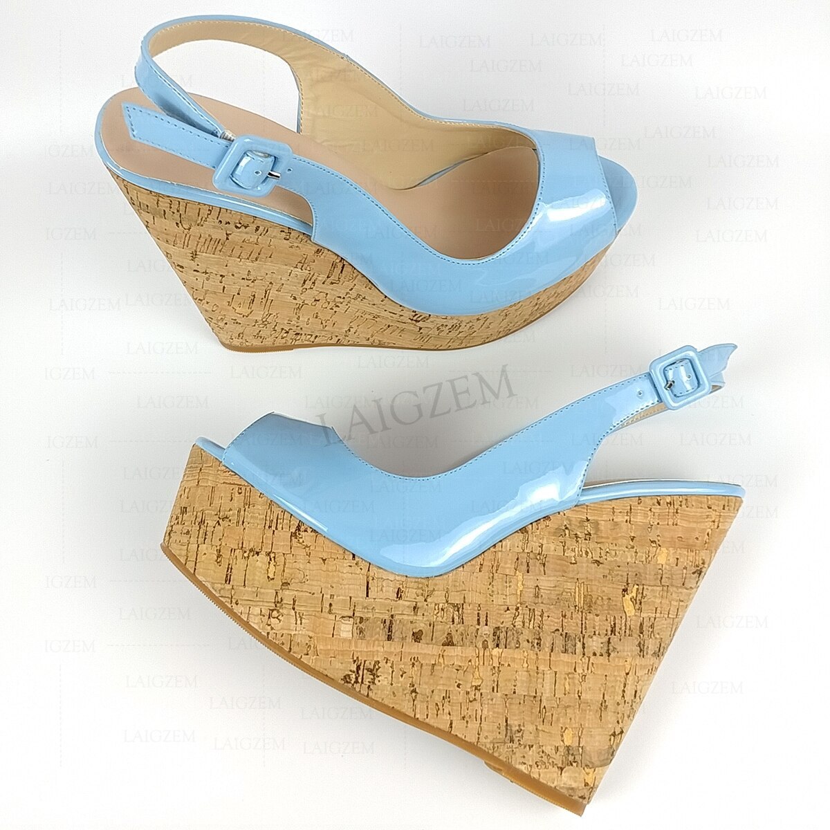Women Pumps Platform Wedges Slingbacks Open Toe Sandals Handmade Ladies ...