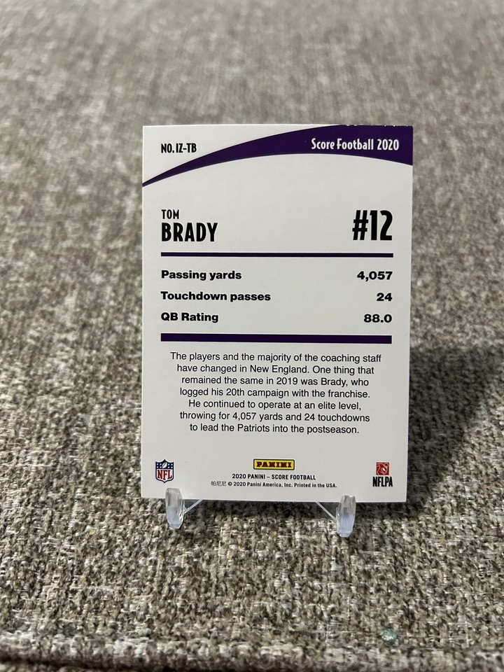 2020 Panini Score #IZ-TB Tom Brady IN THE ZONE Insert | eBay