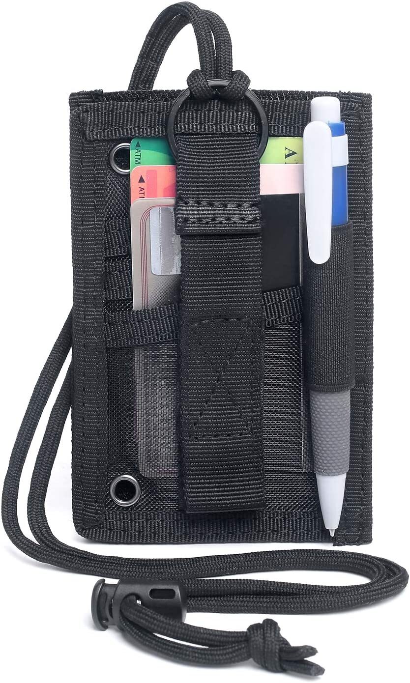 Tactical ID Card Credit Badge Holder Organizer Hook Loop PatchWith Neck ...