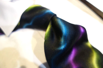 Fabio Extra Long xl Silk Tie Necktie Black Blue Purple Yellow Wavy ...