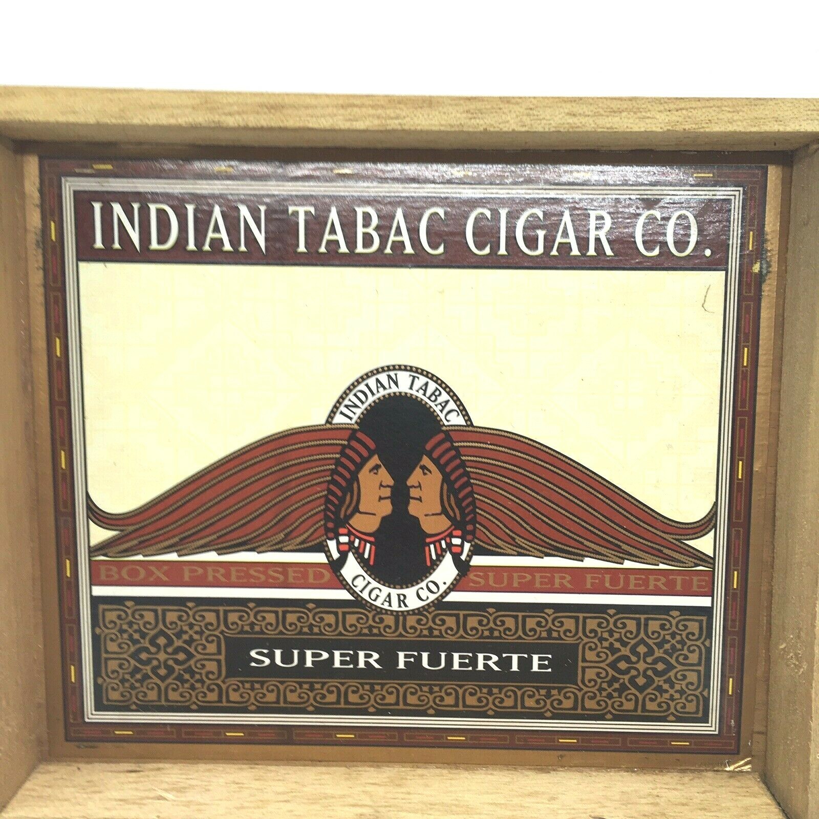 Vintage INDIAN TABAC CIGAR CO - Wooden Cigar Box - Super Fuerte ...