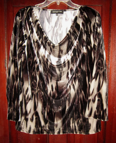 Jones NY Collection New XL Stretch Velvet Velour Top Blouse Shirt Cowl ...