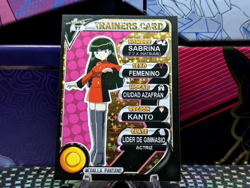 Pokemon Pokedex Album Sticker Sabrina trainer game card (Spanish) | eBay