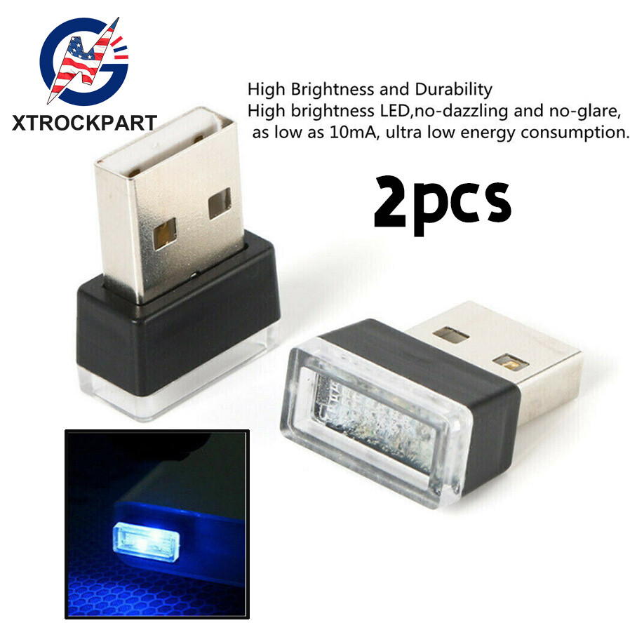 Mini Blue LED USB Car Interior Light Neon Atmosphere Ambient Lamp ...