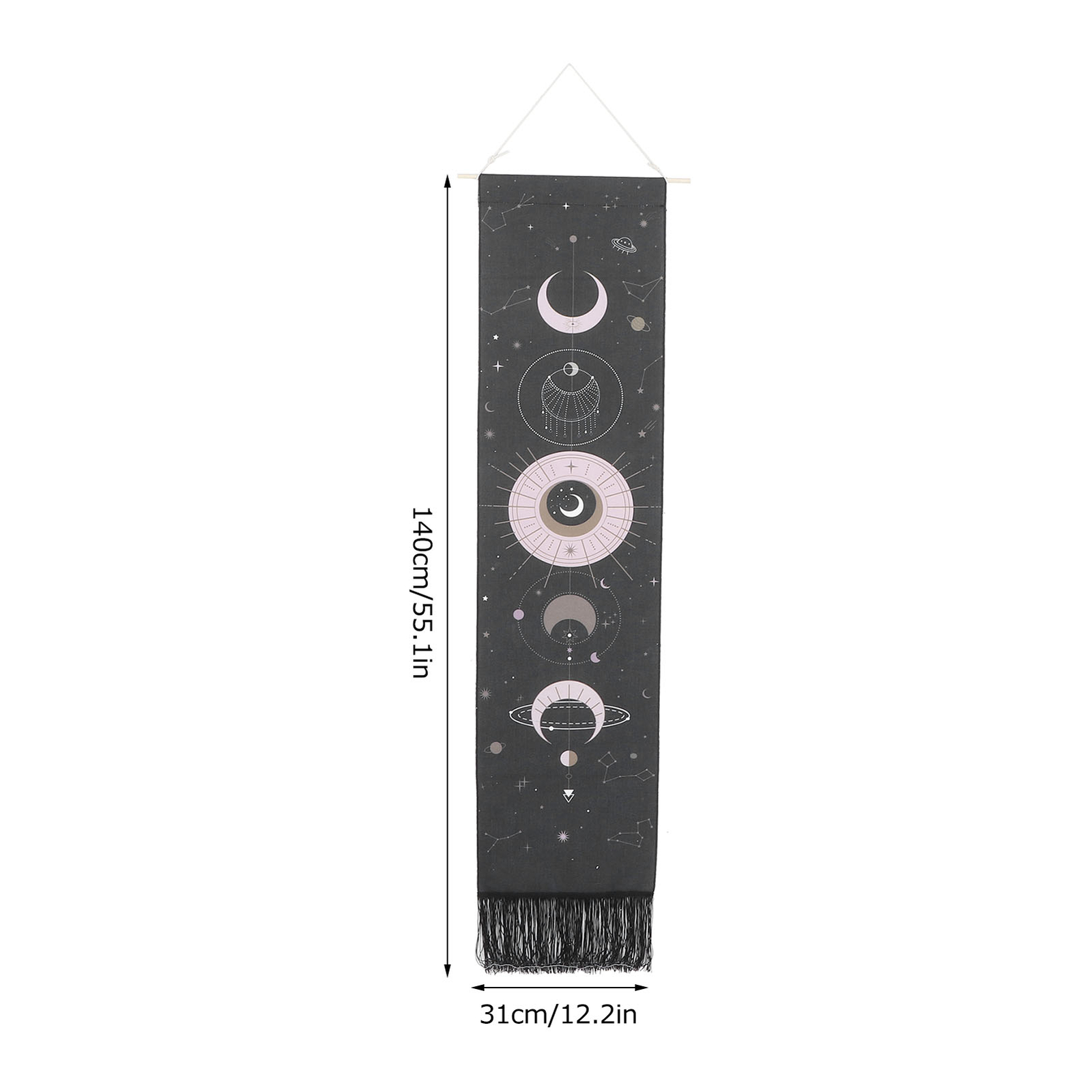 (Black)Moon Phase Cycle Tapestry Wall-Hanging Art Decors Handcraft For ...