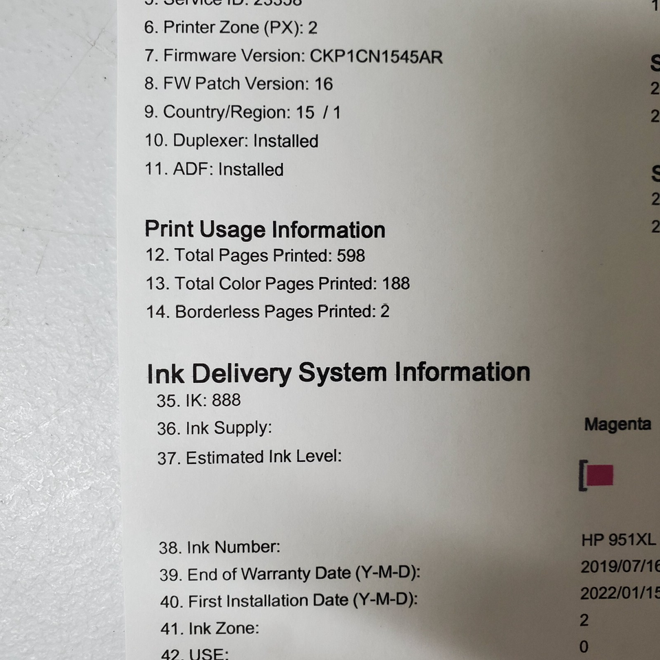 HP Officejet Pro 8600 Color Inkjet Printer LOW 700 Page Count NO INK ...