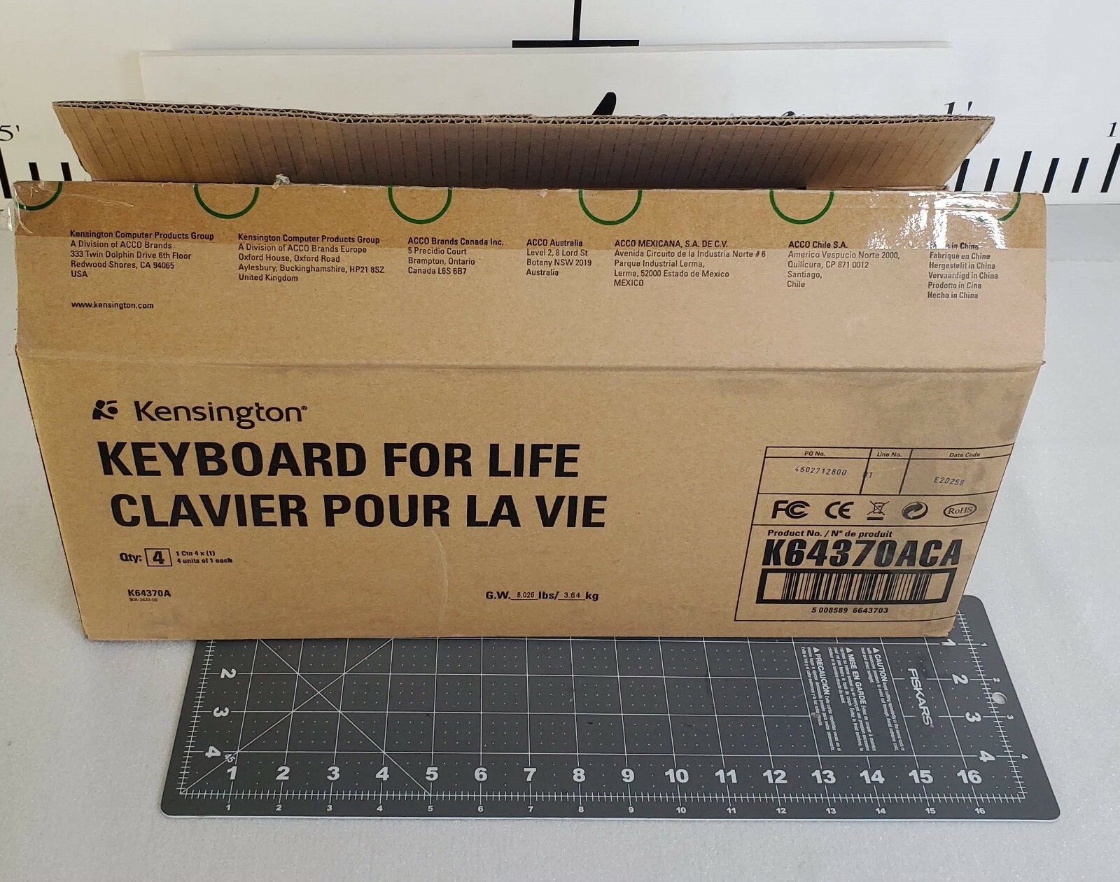 Kensington Keyboard For Life Wired Keyboard, Black, K64370ACA Case of 4 ...