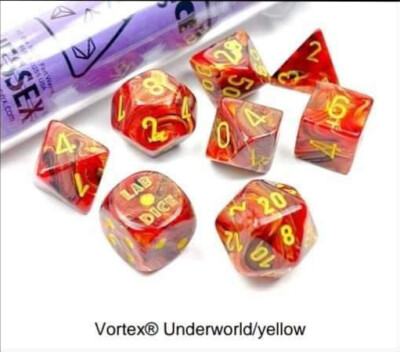 Chessex Lab Dice 5 Vortex Underworld/Yellow Set (8 Dice) DnD RPG | eBay