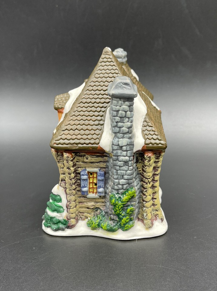 Christmas Village Log Cabin Style House Home Porcelain Snow Caps | eBay