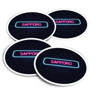 4x Vinyl Stickers Neon Sign Design Sapporo City Japan #350488 | eBay UK