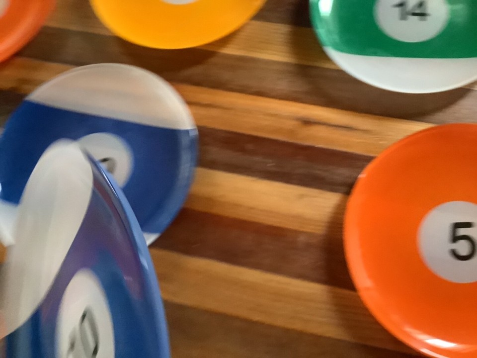 Vtg Set of 11 Luminarc Pool Ball Billiard Plates Dish Set France | eBay