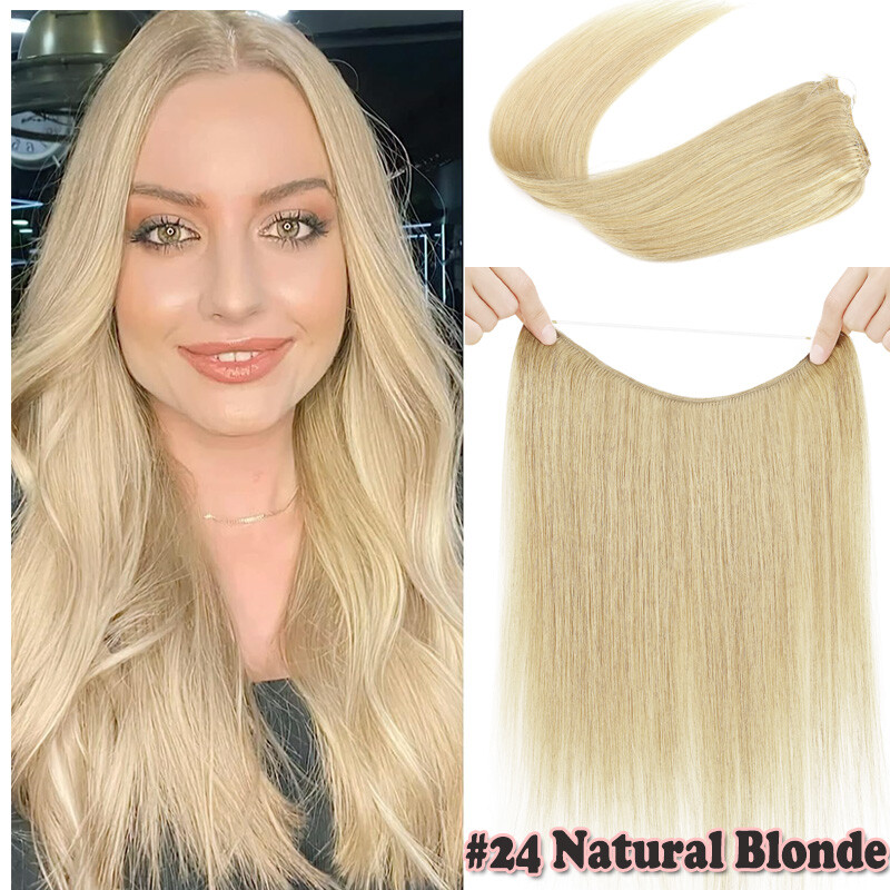 Invisible Wire In Real Thick Human Hair Extensions Hidden Headband Hair ...