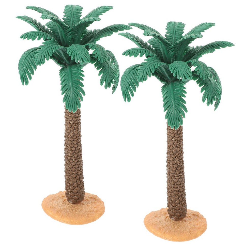 2Pcs Plastic Palm Tree Micro Landscape Palm Trees Model Simulation ...