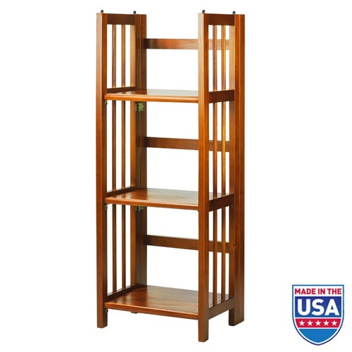 14in 3-Shelf Folding Bookcase Apartments Dorm Rooms Durable Solid Wood Stackable | eBay