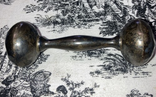 VINTAGE WEB STERLING SILVER 925 BABY BARBELL RATTLE 4" | eBay