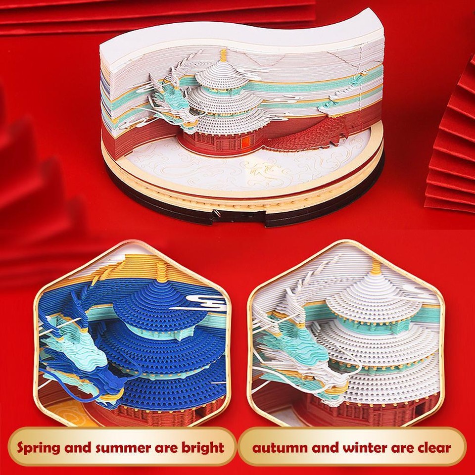 Double-sided 3d Hand-torn Paper Sculpture Model Note Pad Birthday Gift ...