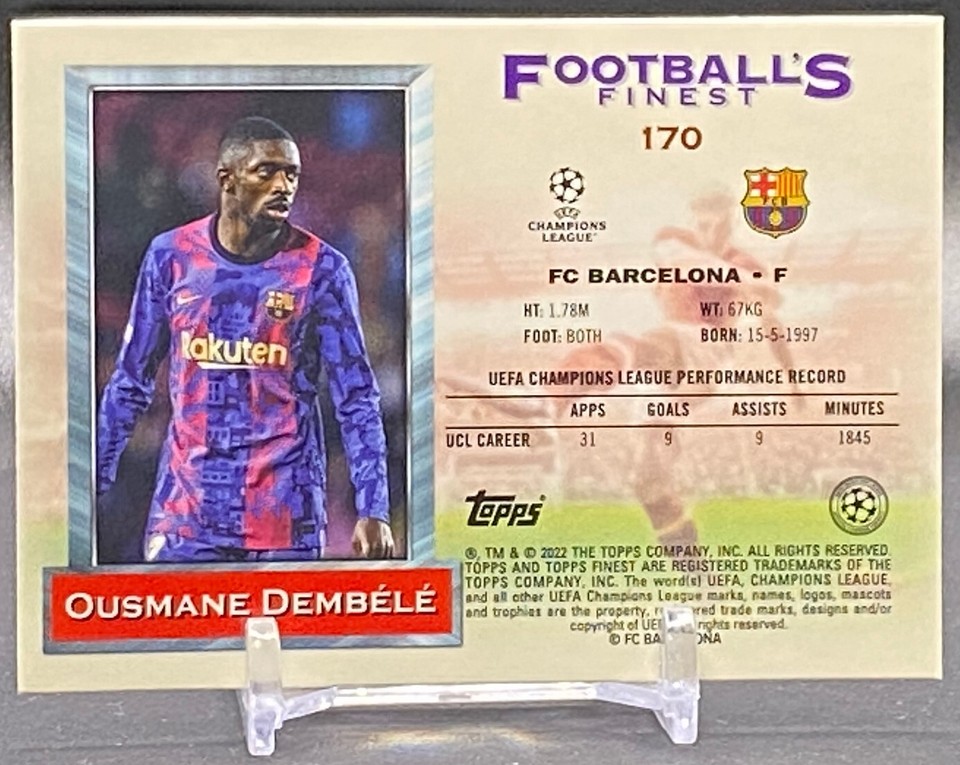 2021-22 Topps Finest Flashbacks UEFA Soccer #170 OUSMANE DEMBELE FC ...