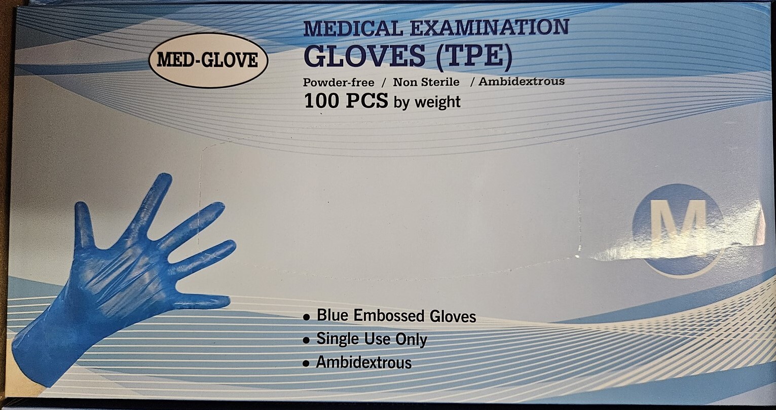 100 Medium MED-GLOVE Medical Examination Gloves Powder Free Non Sterile ...