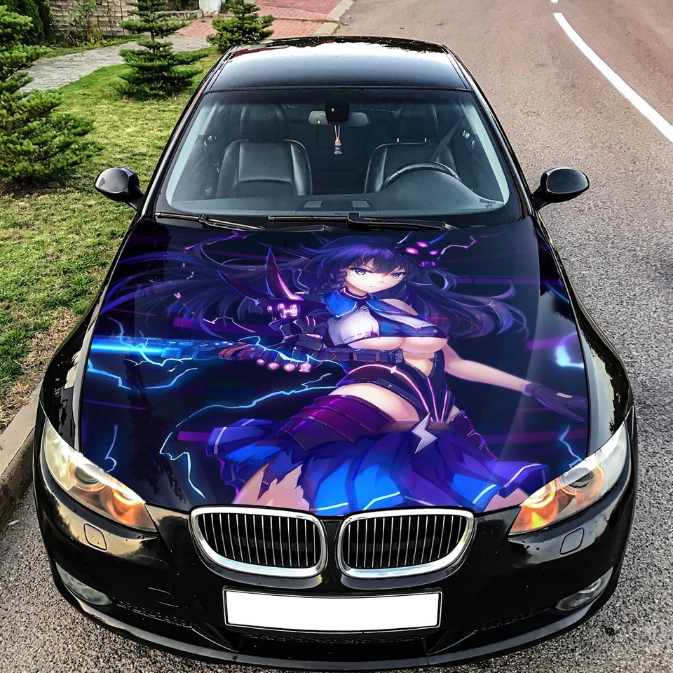 Anime Sword Girl Car Hood Wrap Decal Vinyl Sticker Color Graphic Fit ...