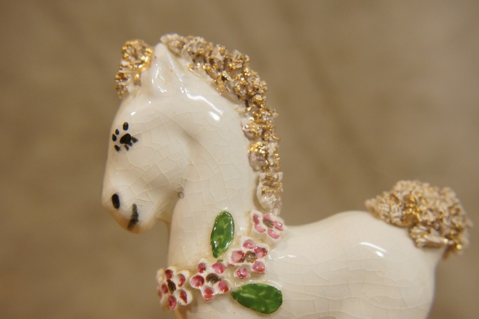 1950's Porcelain Spaghetti Horse Figure Mid Century Modern Signed Dated ...