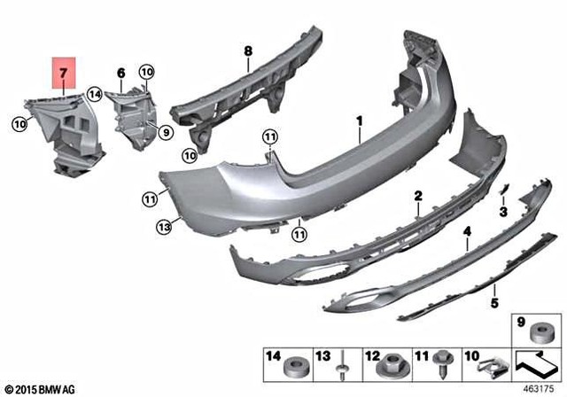 BMW X6 F16 Rear Left Bumper Bracket 51127319829 Genuine for sale online ...