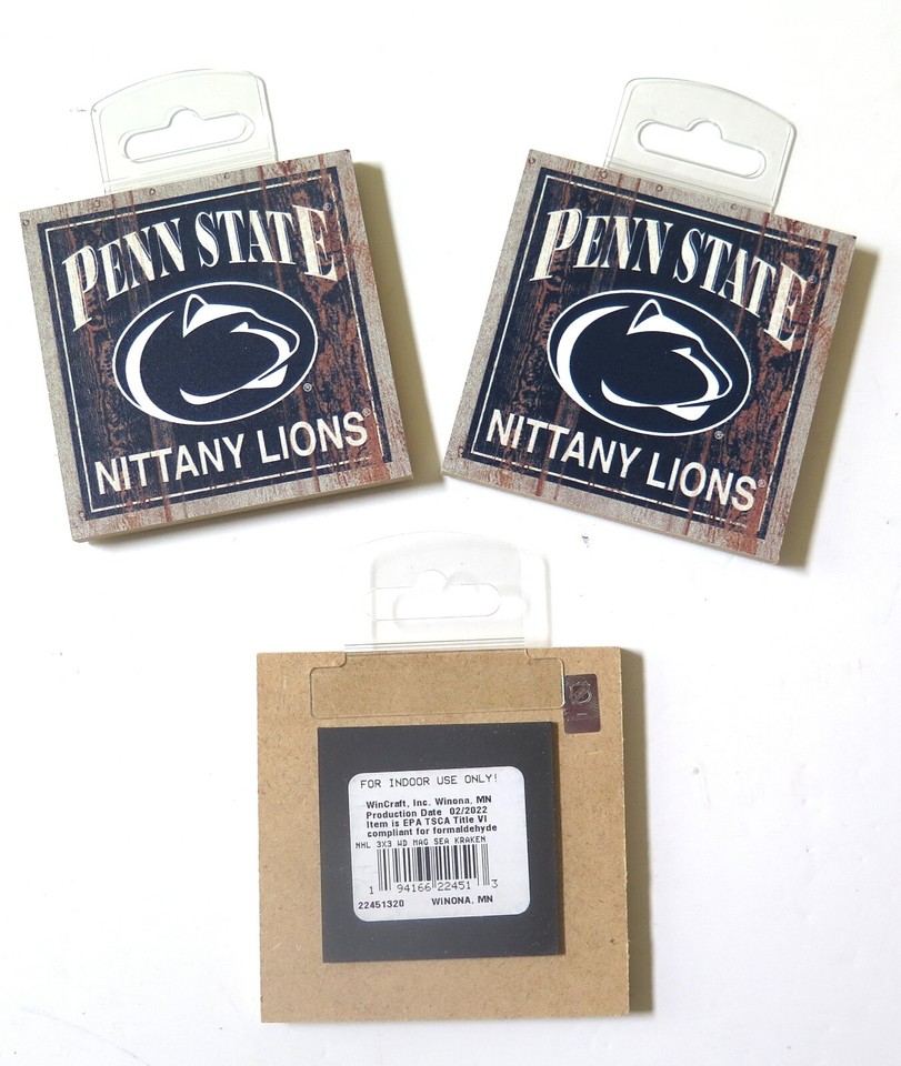 LOT OF TWO (2) PENN STATE (3" X 3") DISTRESSED LOOK, WOODEN MAGNETS | eBay