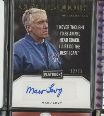 MARV LEVY 2018 PANINI PLAYBOOK COACHES QUOTES GOLD AUTO AUTOGRAPH #12/ ...