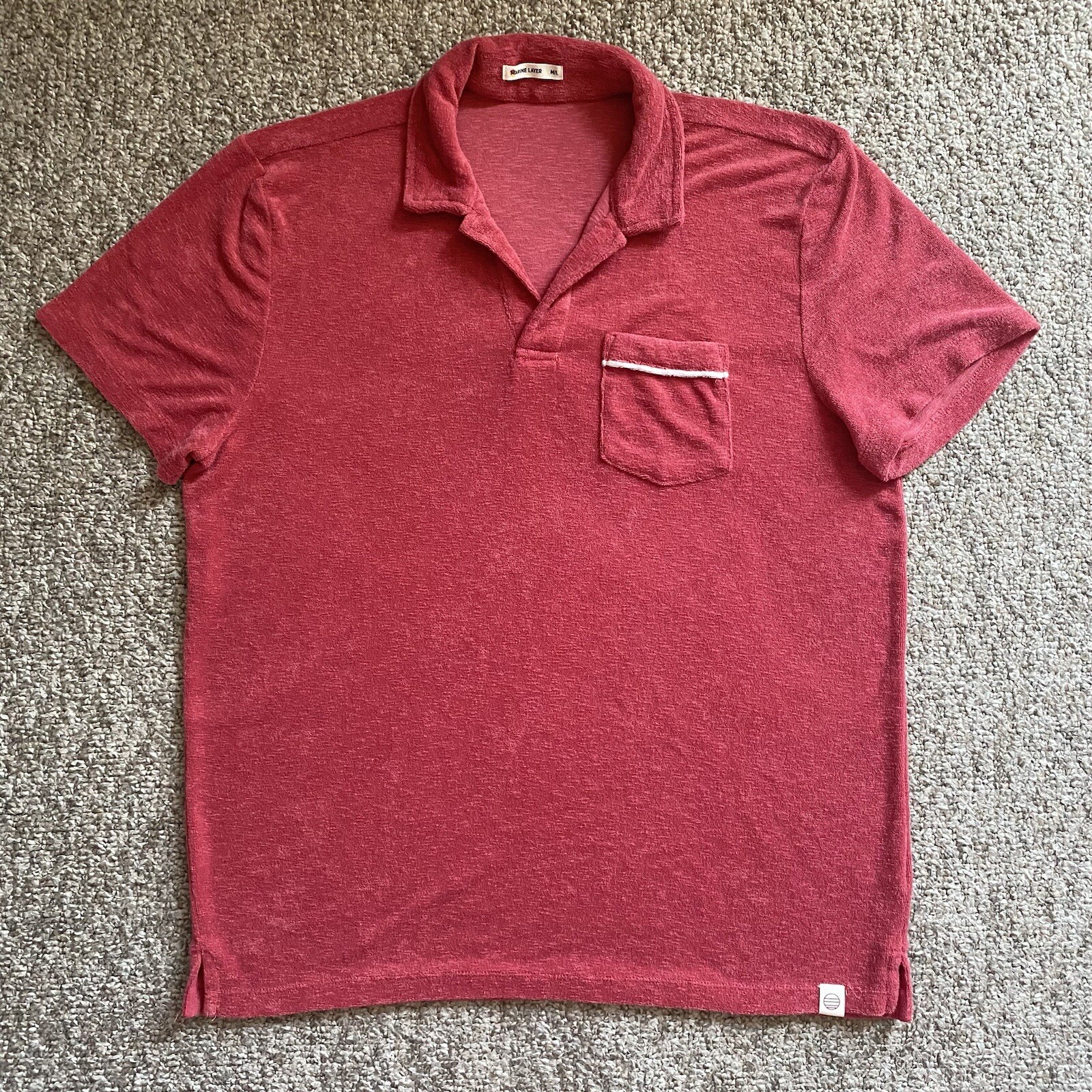Marine Layer Terry Cloth Polo Shirt Mens Large L Red … - Gem
