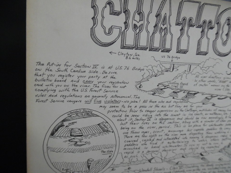 1979 William Nealy Chattooga River Whitewater Paddling Cartoon Map 1st ...