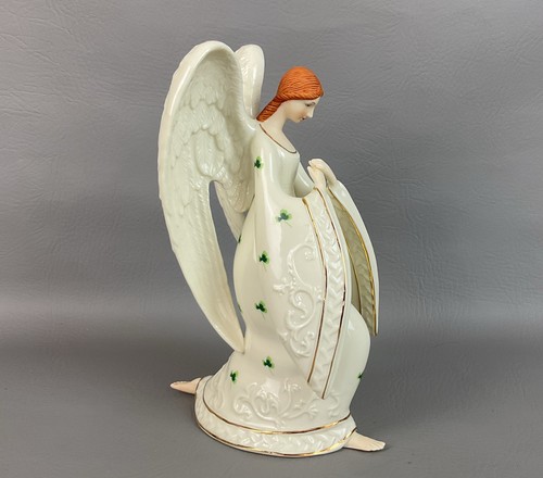 Porcelain Kneeling Praying Angel ~ Hand Painted Holly w/ Berries, Gold ...