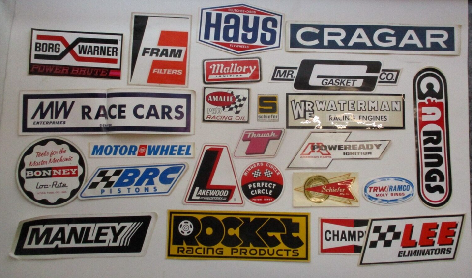 24 Car Racing Stickers Decals Vintage 60s-70s NHRA Drag Racers ...