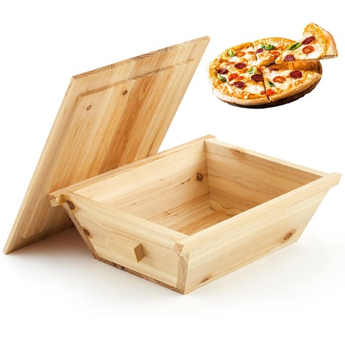 Tradition Wooden Pizza Dough Proofing Box with Lid Handle 16 X 13 Inch ...